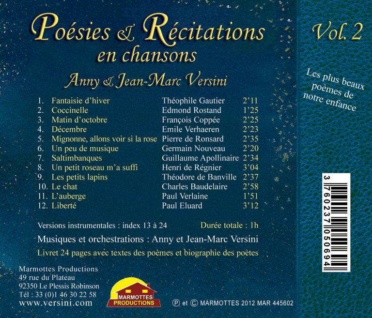 Poésies et récitations en chansons Vol.2 (CD) – A et J-M Versini ...